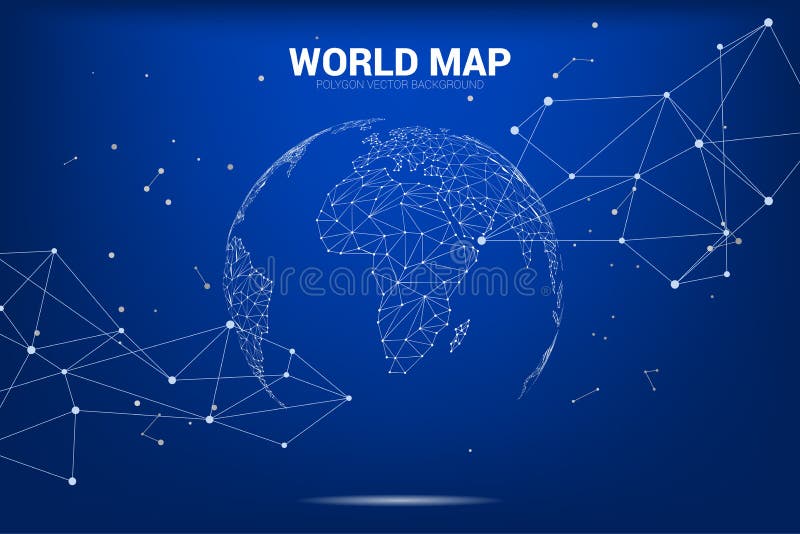 World Map Wireframe Dot Connect Line from Particle: Concept of World ...