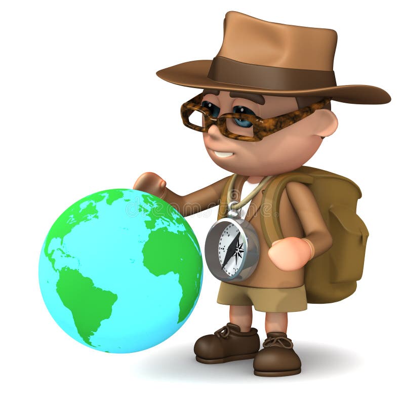 Globe de l'explorateur 3d illustration stock. Illustration du ...