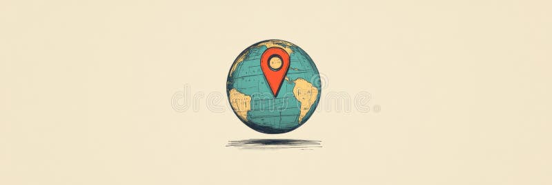 A Globe is Depicted with a Simple Design, Featuring a Highlighted ...