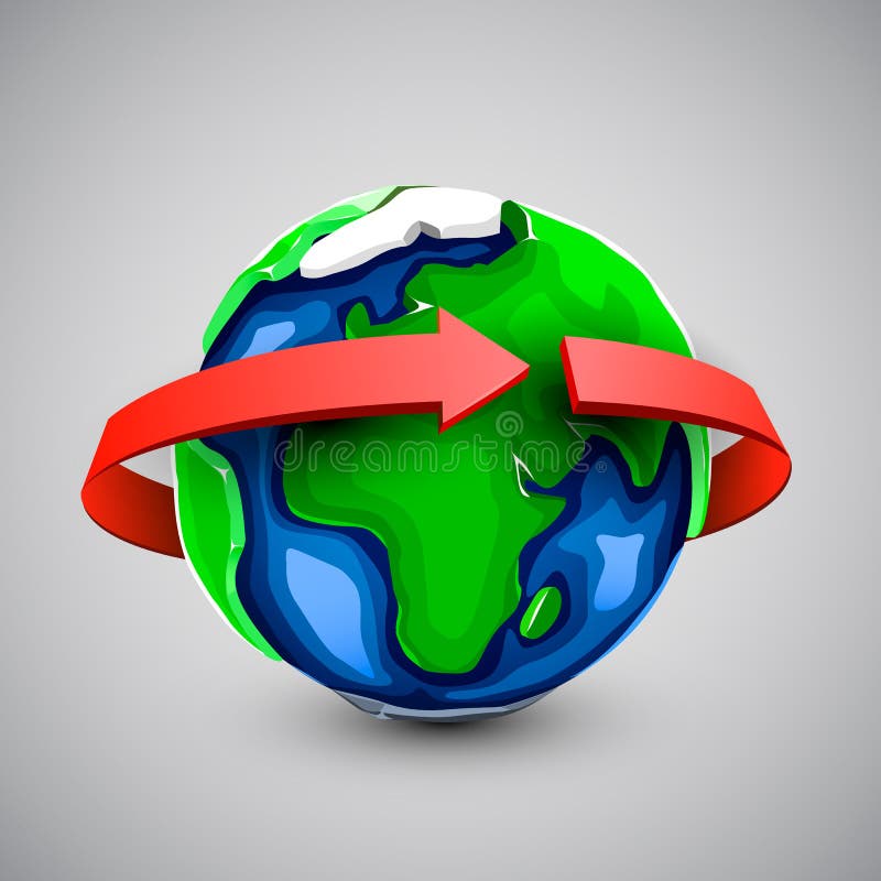 Arrow Around Globe Of World Stock Vector - Illustration of rotating ...