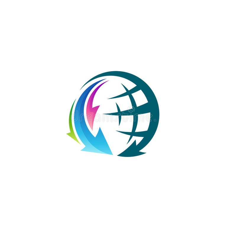 Globe Design with Arrow Icon Combination, Earth Logos Stock Vector ...