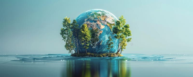 Globe Design in 3D Showing the Contrast between Areas of Afforestation ...