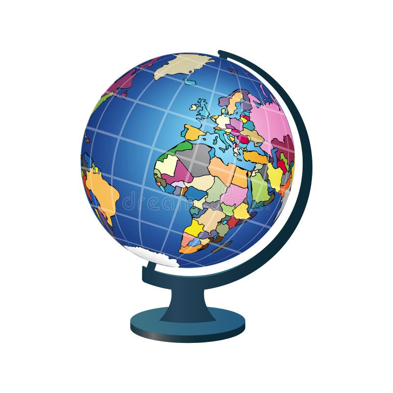 Globe with a Detailed Color Map. Stock Vector - Illustration of color ...
