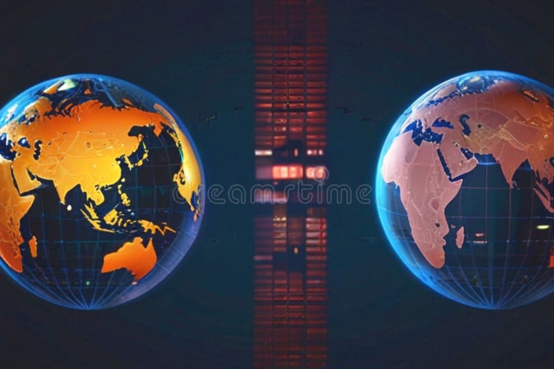 A Globe with a Digital Display in the Middle Stock Illustration ...