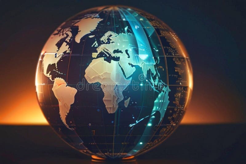 A Globe with a Digital Display in the Middle Stock Photo - Image of ...