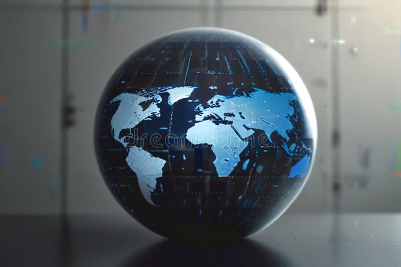 A Globe with a Digital Display in the Middle Stock Illustration ...