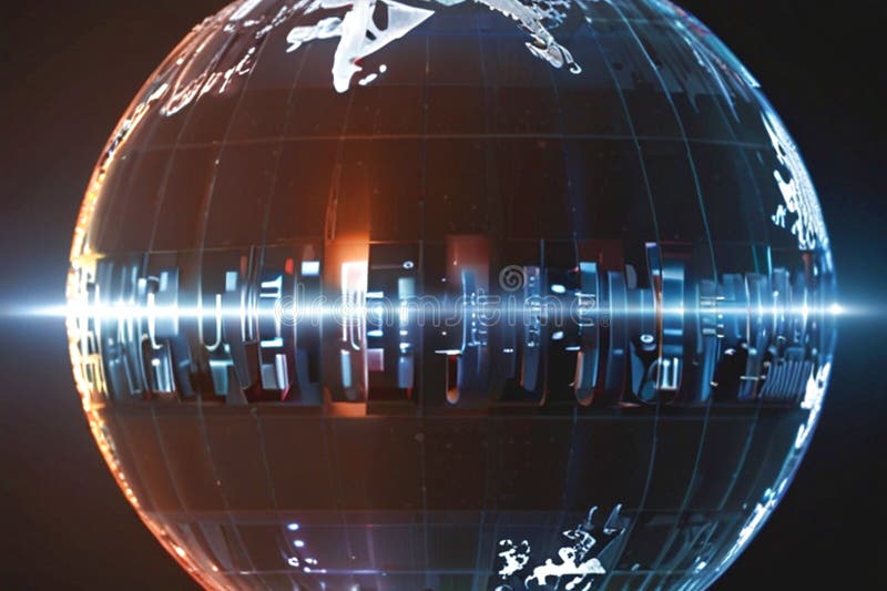 A Globe with a Digital Display in the Middle Stock Illustration ...