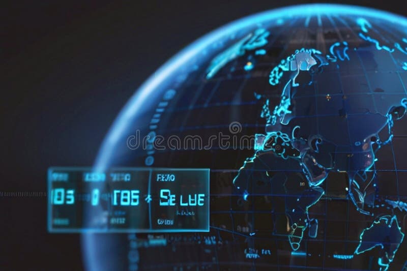 A Globe with a Digital Display in the Middle Stock Illustration ...