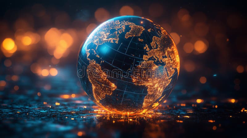 The Globe Displays Transparent Flight Routes Linking Various Global ...