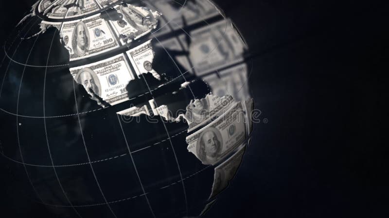 Globe and dollar bills stock footage. Video of globe - 145064300