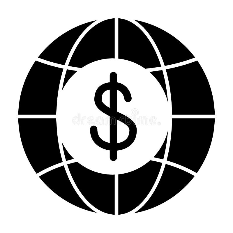 Globe and Dollar Solid Icon. Global Finance Vector Illustration ...