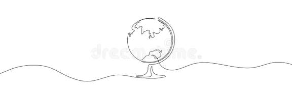 Globe Drawn in One Line on a White Background. Stock Vector ...