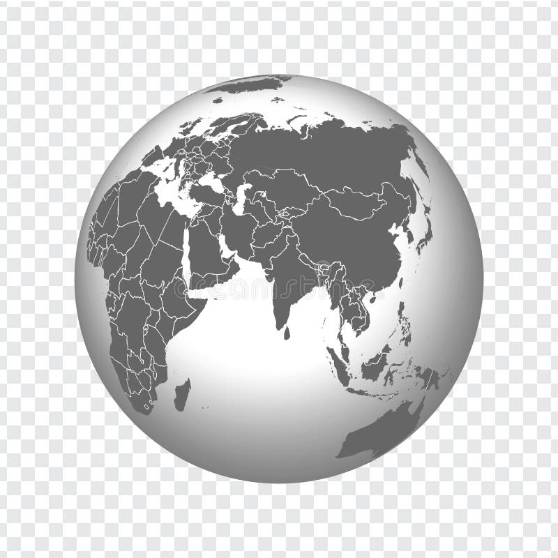 Globe of Earth with Borders of All Countries. 3d Icon Globe in Gray on ...