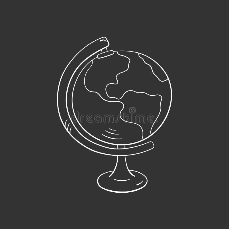 Globe Earth in Doodle Style, Vector Illustration. Icon Globe for Print ...