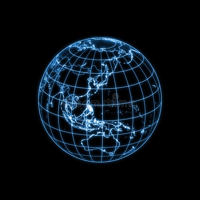 Globe Earth Glowing Light Map Outline Stock Illustration - Illustration ...
