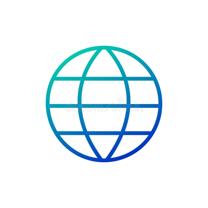 Globe Earth Grid Icon Vector Illustration. Linear Symbol with Thin ...