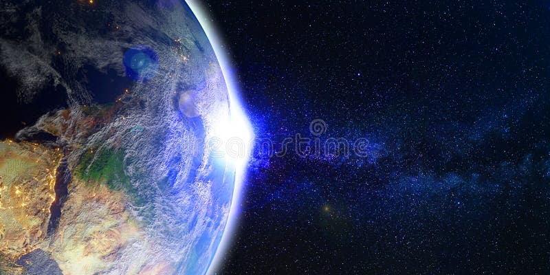 Globe Earth Horizon Star Cosmos Glow Space 3d Illustration Stock ...