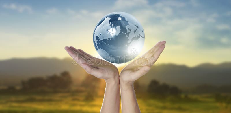 Globe, Earth in Human Hand. Earth Image Provided by Nasa Stock Image ...