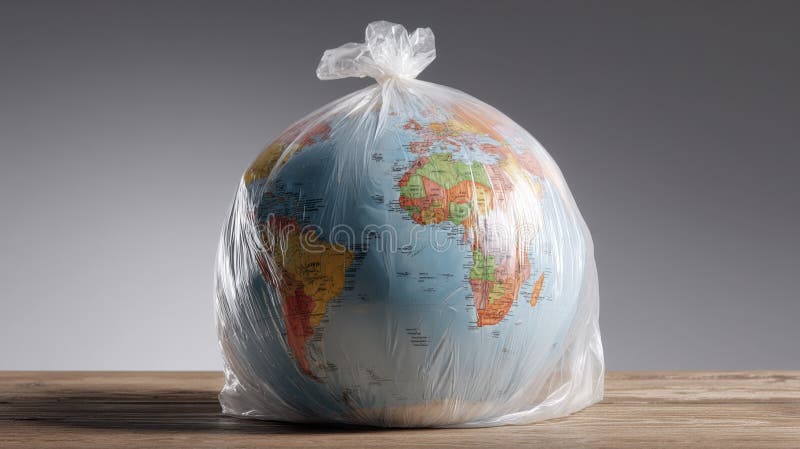 Generative AI Plastic Bag Containing a Colorful World Map Globe ...