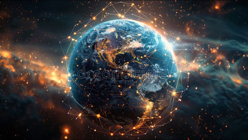 Globe Earth Interconnected Global Visualization Whole Planet Stock ...