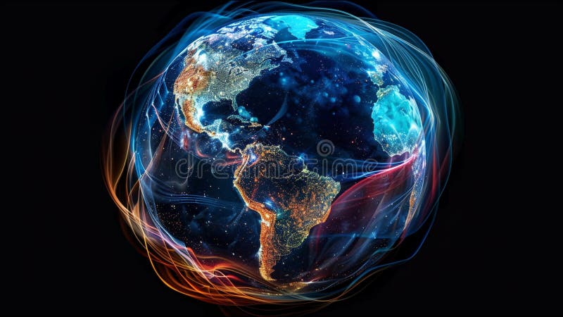 Globe Earth Interconnected Global Visualization Whole Planet Stock ...