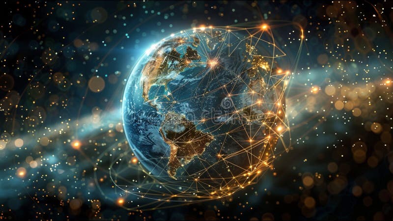 Globe Earth Interconnected Global Visualization Whole Planet Stock ...