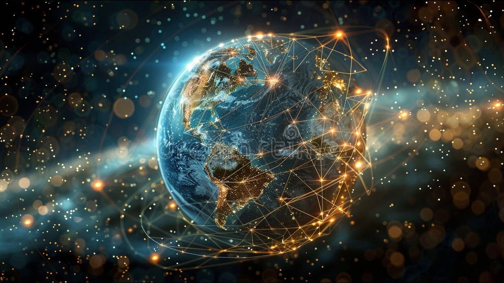 Globe Earth Interconnected Global Visualization Whole Planet Stock ...