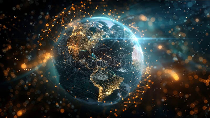Globe Earth Interconnected Global Visualization Whole Planet Stock ...