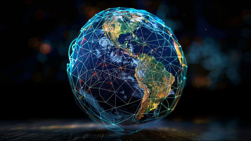 Globe Earth Interconnected Global Visualization Whole Planet Stock ...