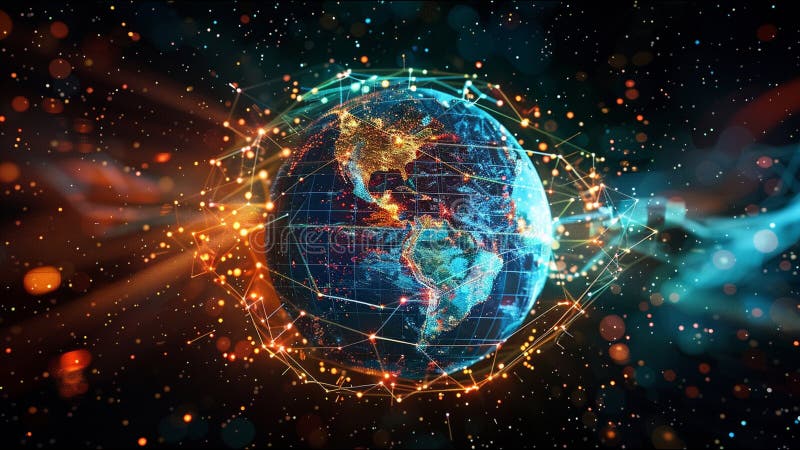 Globe Earth Interconnected Global Visualization Whole Planet Stock ...