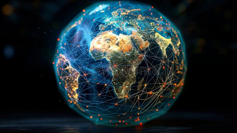 Globe Earth Interconnected Global Visualization Whole Planet Stock ...
