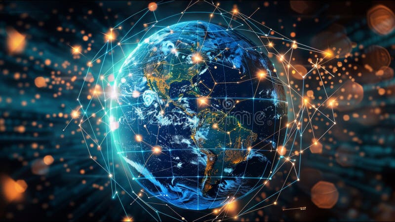 Globe Earth Interconnected Global Visualization Whole Planet Stock ...
