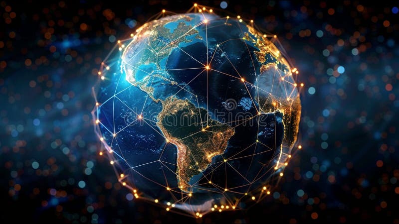 Globe Earth Interconnected Global Visualization Whole Planet Stock ...
