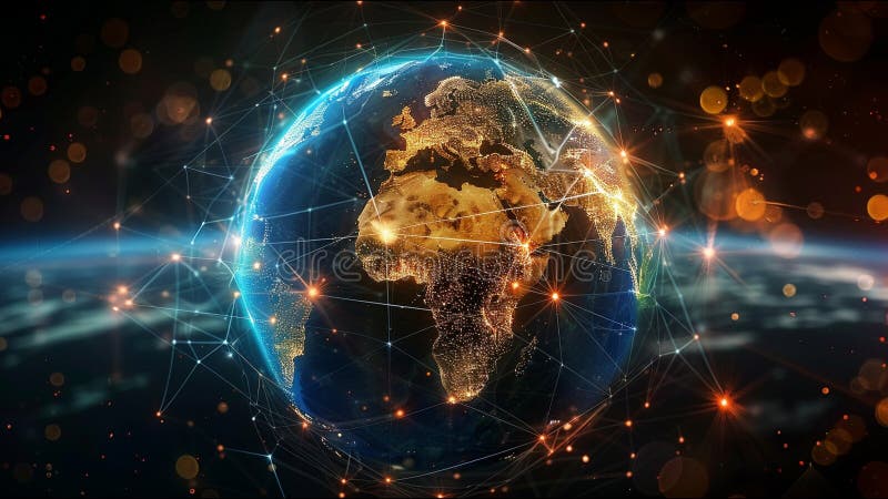 Globe Earth Interconnected Global Visualization Whole Planet Stock ...