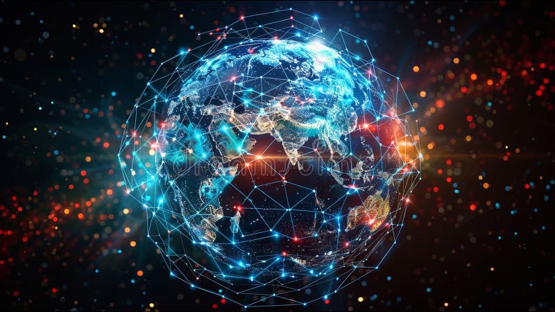 Globe Earth Interconnected Global Visualization Whole Planet Stock ...