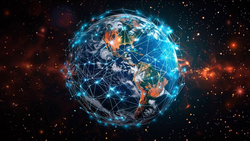 Globe Earth Interconnected Global Visualization Whole Planet Stock ...