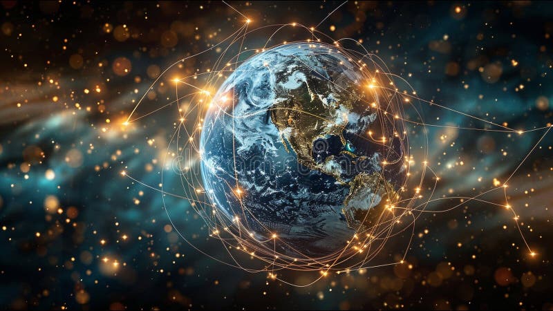 Globe Earth Interconnected Global Visualization Whole Planet Stock ...