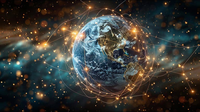 Globe Earth Interconnected Global Visualization Whole Planet Stock ...