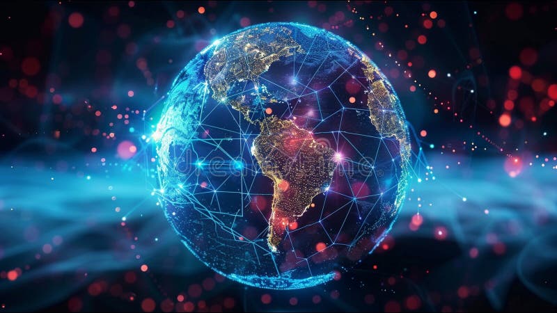 Globe Earth Interconnected Global Visualization Whole Planet Stock ...