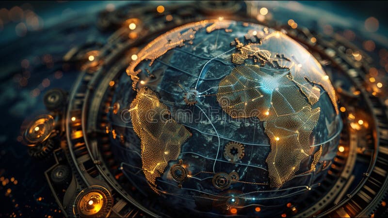 Globe Earth Interconnected Global Visualization Whole Planet Stock ...