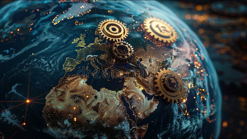 Globe Earth Interconnected Global Visualization Whole Planet Stock ...