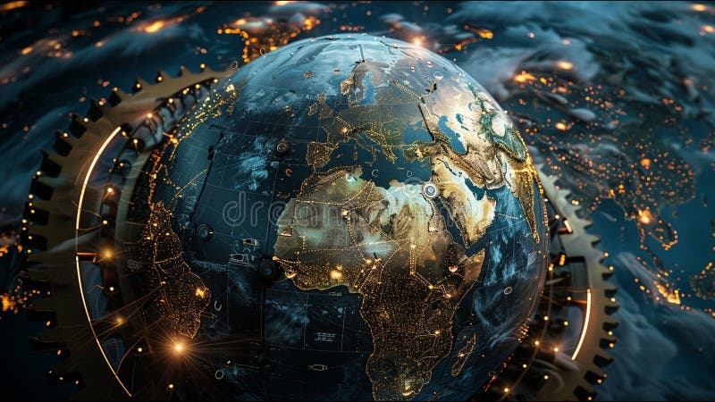 Globe Earth Interconnected Global Visualization Whole Planet Stock ...