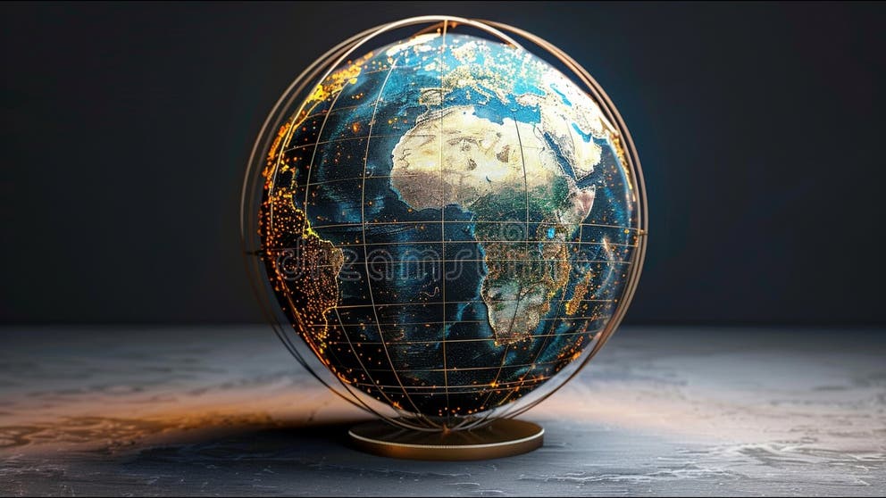 Globe Earth Interconnected Global Visualization Whole Planet Stock ...