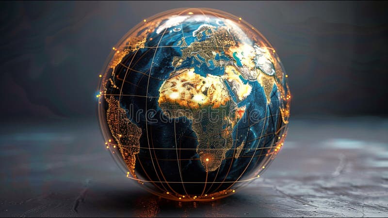Globe Earth Interconnected Global Visualization Whole Planet Stock ...