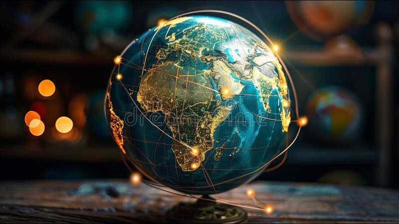 Globe Earth Interconnected Global Visualization Whole Planet Stock ...