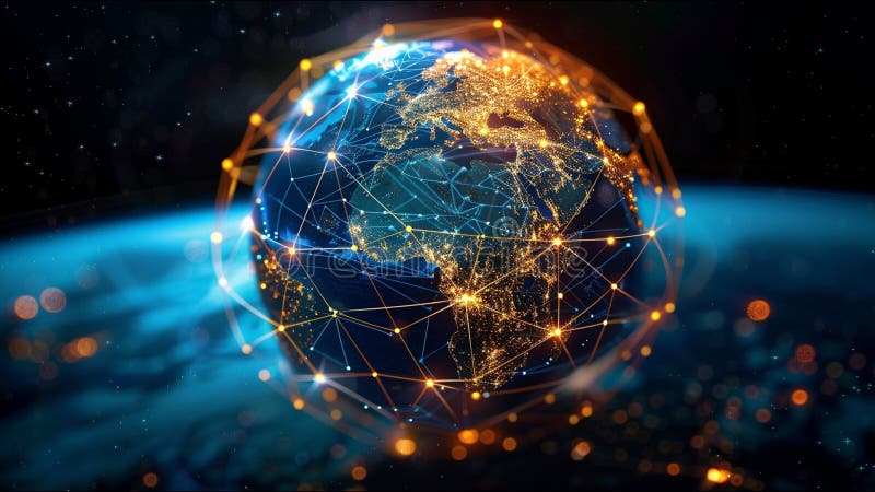 Globe Earth Interconnected Global Visualization Whole Planet Stock ...