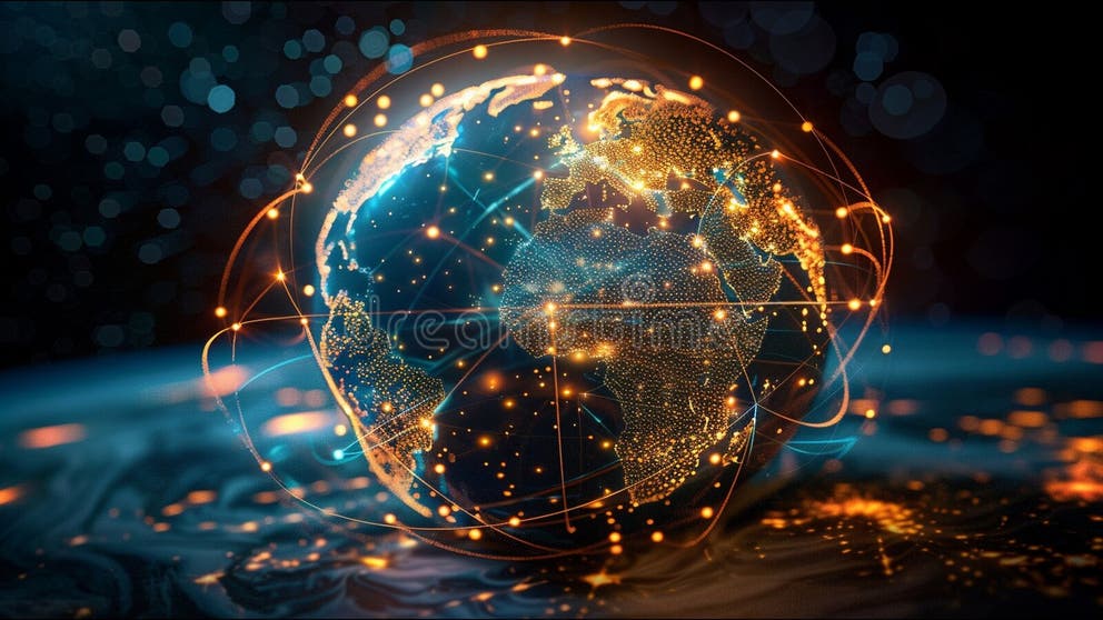 Globe Earth Interconnected Global Visualization Whole Planet Stock ...