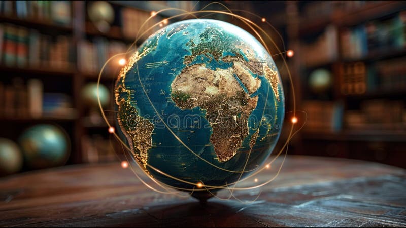 Globe Earth Interconnected Global Visualization Whole Planet Stock ...