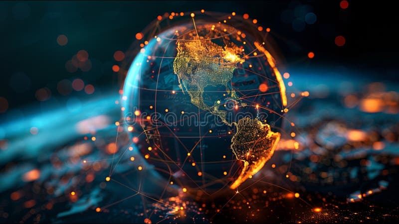 Globe Earth Interconnected Global Visualization Whole Planet Stock ...