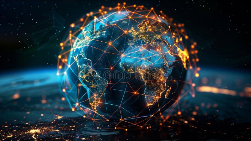 Globe Earth Interconnected Global Visualization Whole Planet Stock ...